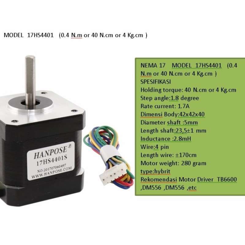 Promo Stepper Motor Hanpose 17hs4401 Nema 17 42bygh 1.7a Nema 17 ...
