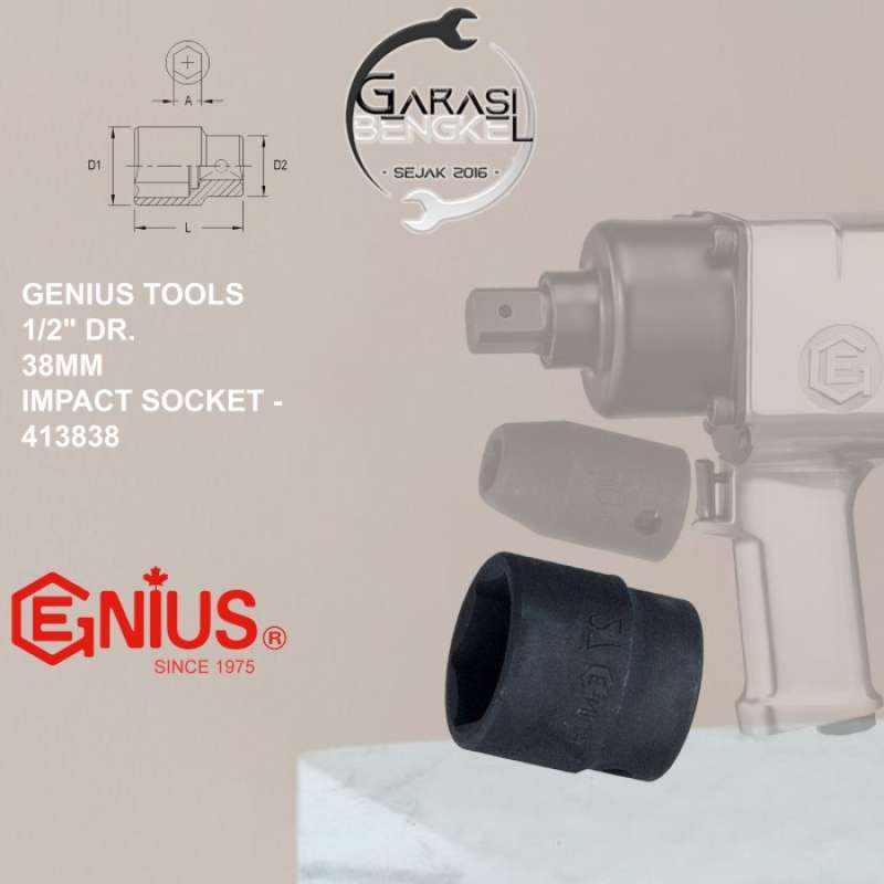 Promo Impact Socket Genius Tools 1/2 Inch 38mm Impact Shock Diskon 23% ...