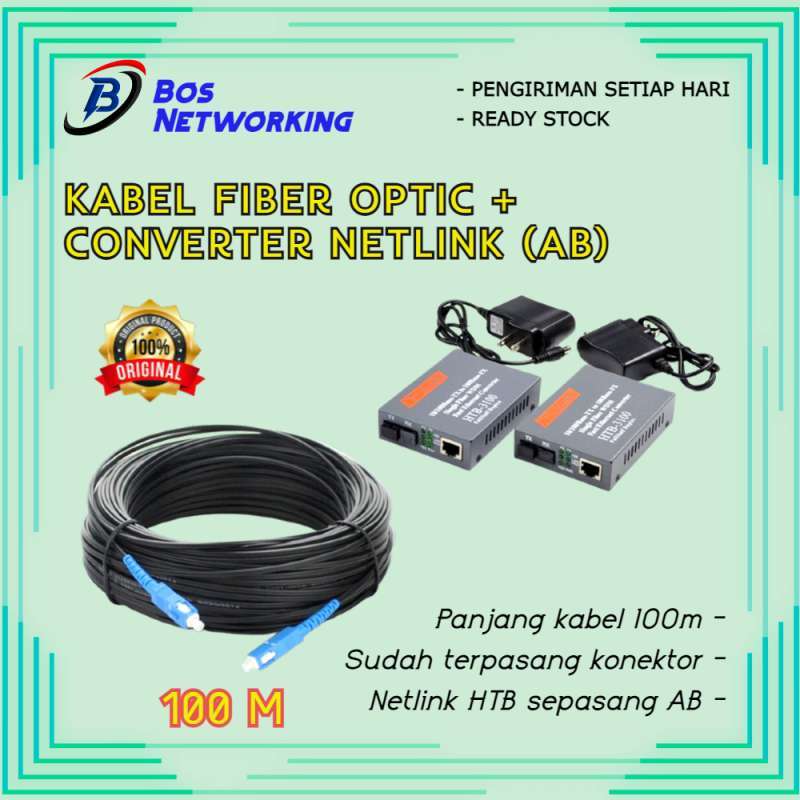 Jual Kabel Fiber Optic 100 Meter Netlink Converter Sepasang Ab Siap ...