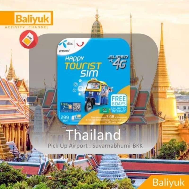Jual SIM Card Bangkok Unlimited Data 8 Hari Thailand di Seller Baliyuk ...