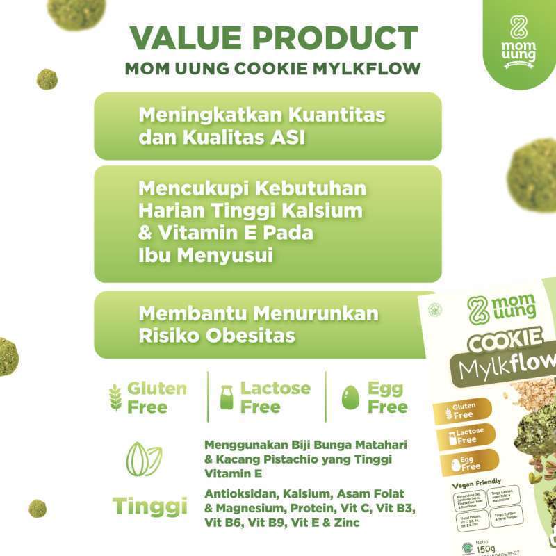 Jual Mom Uung Cookies Mylkflow Matcha / Cemilan Sehat Pelancar Asi ...