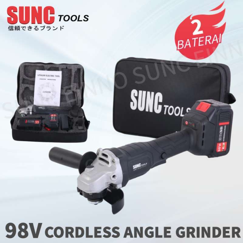 Promo Cordless Angle Grinder 98V Gerinda Tangan Listrik Portable Sunc ...
