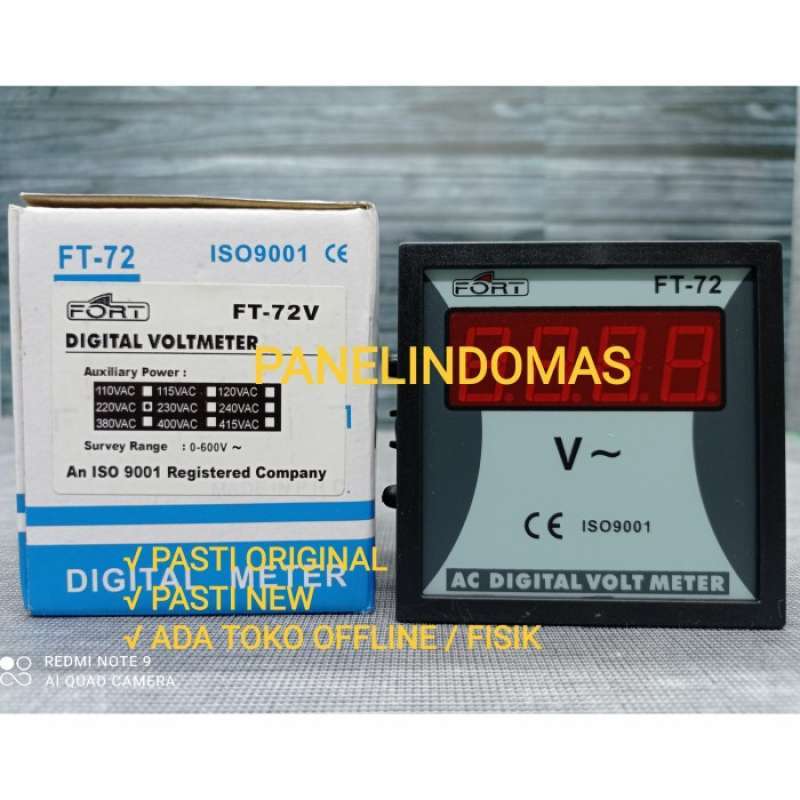 Promo AC DIGITAL VOLT METER 1DISPLAY UKURAN 72X72MM FT-72VD FORT Diskon ...