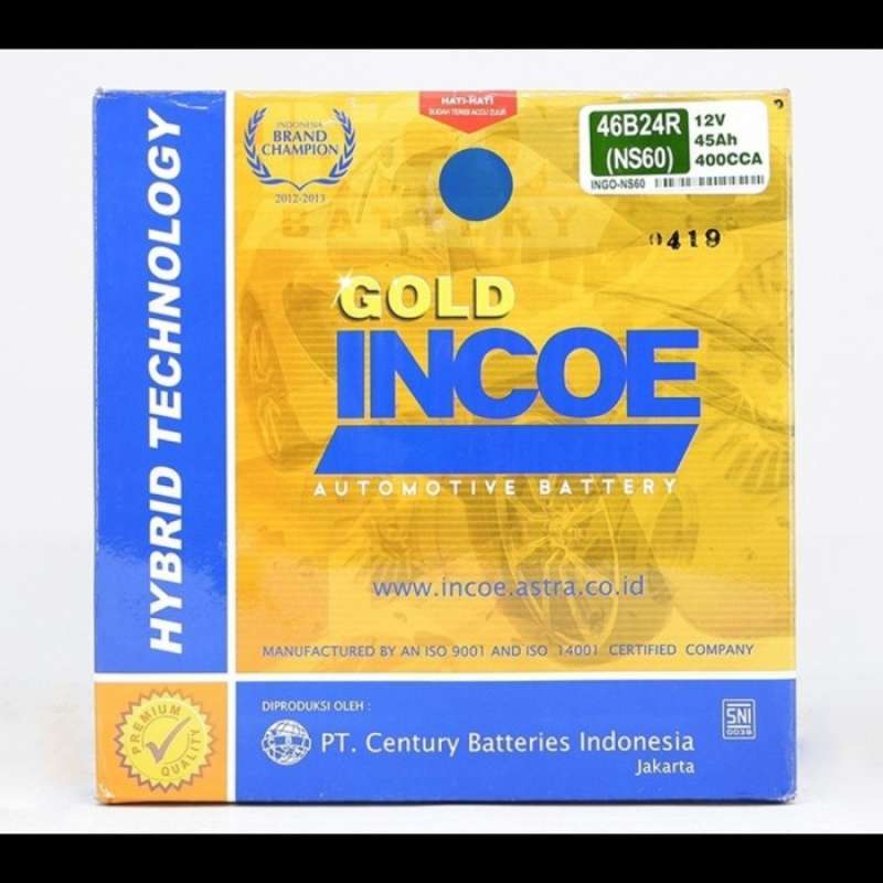 Jual Recommend Aki Mobil Basah Incoe Gold Astra Ns60 12V - 45Ah di ...