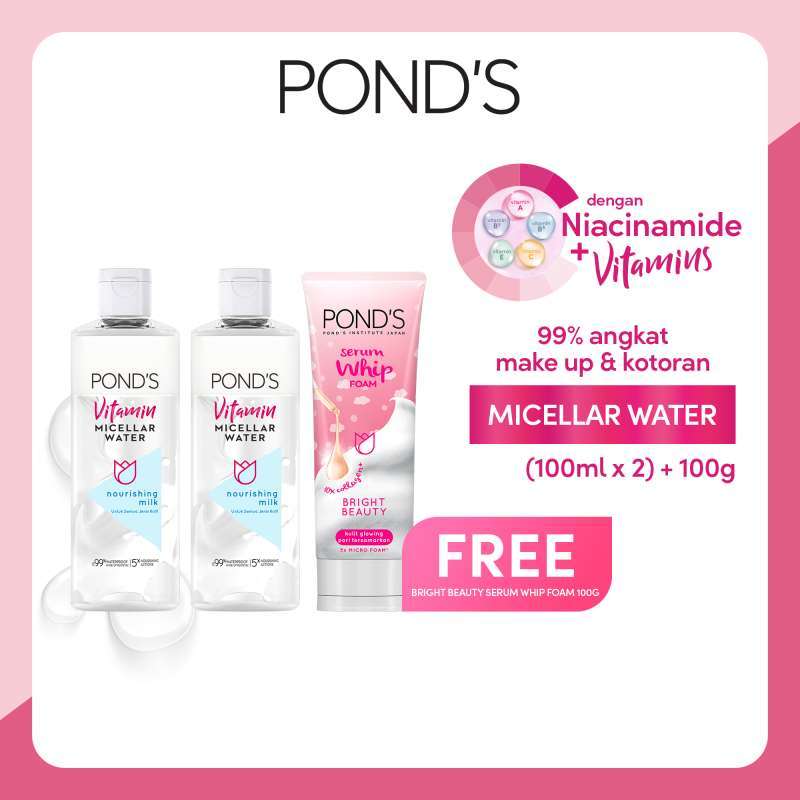 Promo Ponds Nourishing Milk Vitamin Micellar Water Waterproof Makeup ...