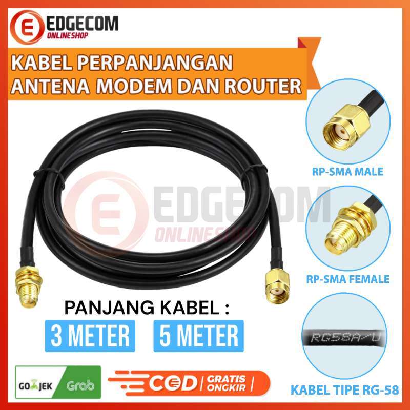 Jual Kabel Perpanjangan Antena WiFi Modem dan Router RP - SMA Male ...