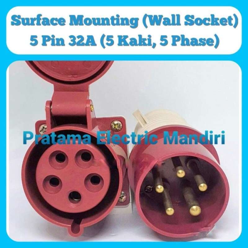Promo Plug & Wall Socket Surface Mounting 5 Pole 5 Pin 5P 32A Male ...