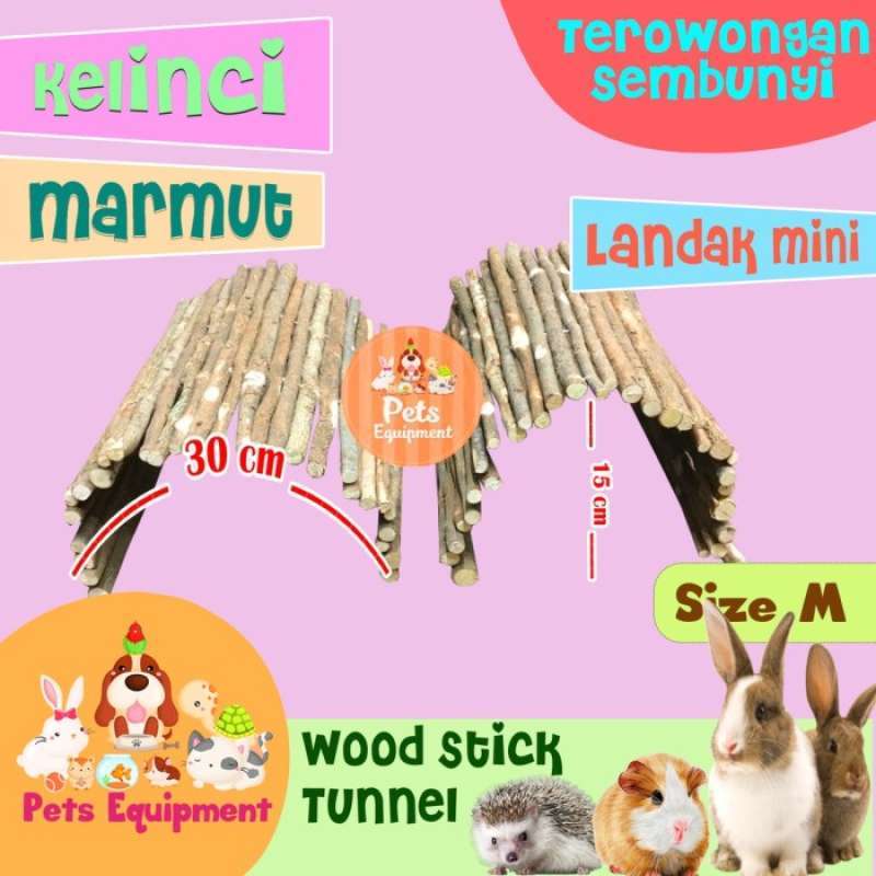 Promo WOOD STICK TUNNEL CAVY/rumah guinea pig/cavy house/cavy tunnel ...