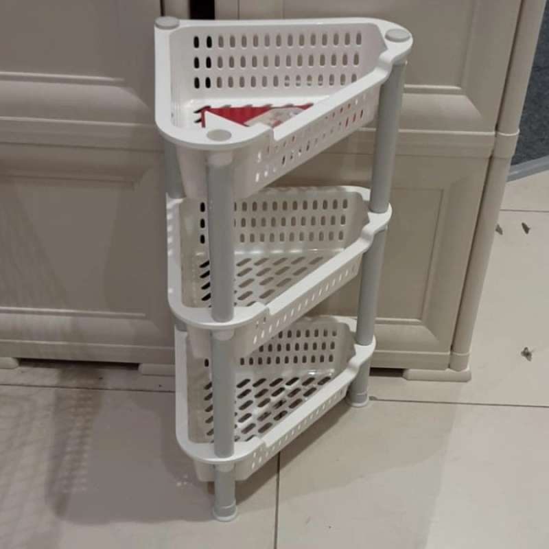 Promo Rak plastik sudut corner warna putih 3 tingkat Diskon 23% di ...