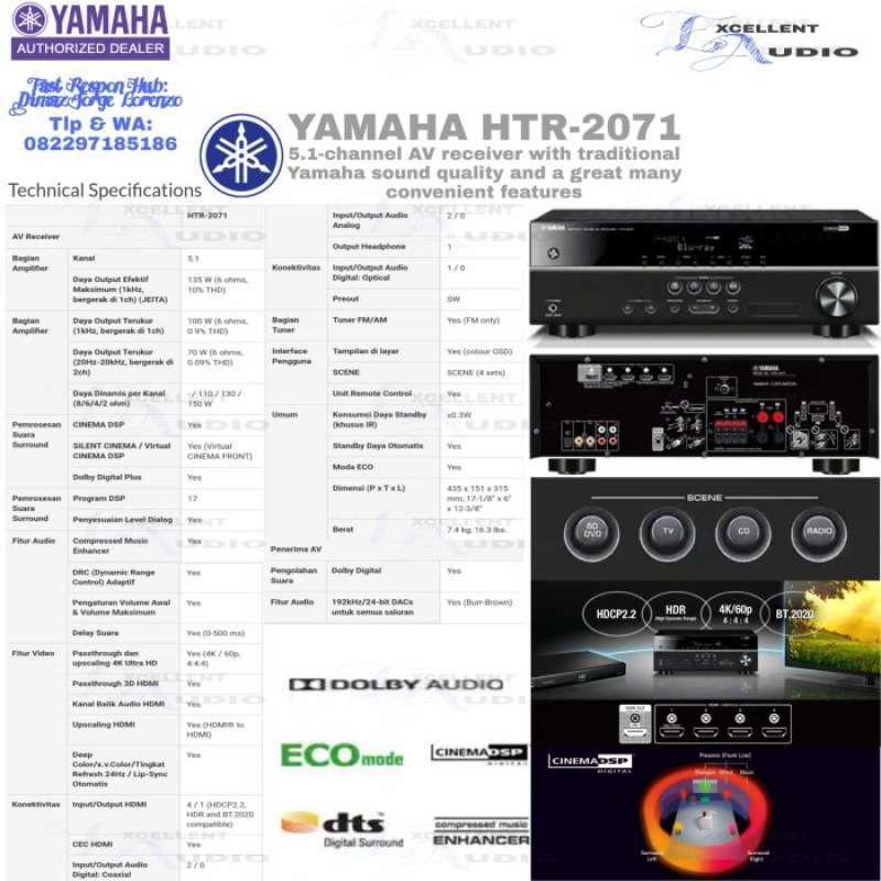 Jual Yamaha Htr 2071 Htr2071 Amplifier Av Reciver 5.1 Channel Di Seller ...