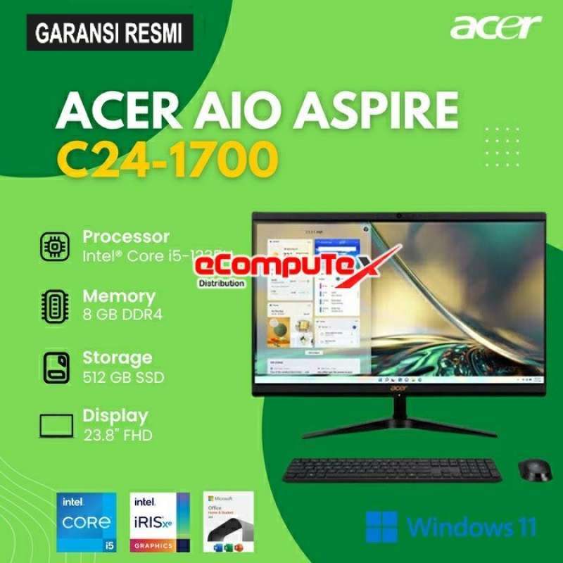 Jual Pc Aio Acer Aspire C24-1700 Intel Core Gen I5-1235u / Intel Iris ...