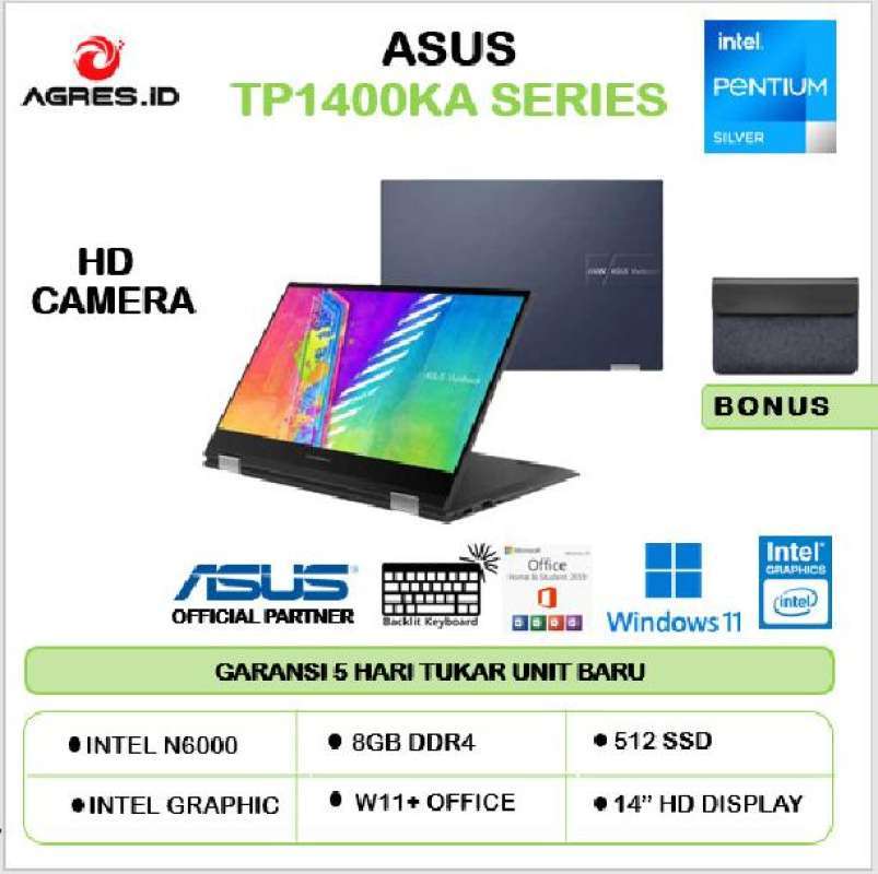 Jual ASUS VIVOBOOK FLIP 14 TP1400KA 2in1 TOUCH Pen Pentium Silver N6000 ...