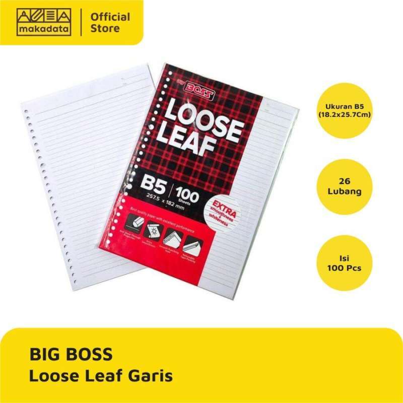Jual LOOSE LEAF COLOR | KERTAS BINDER UKURAN B5 100 LEMBAR BIG BOSS GARIS M di Seller Makadata ...