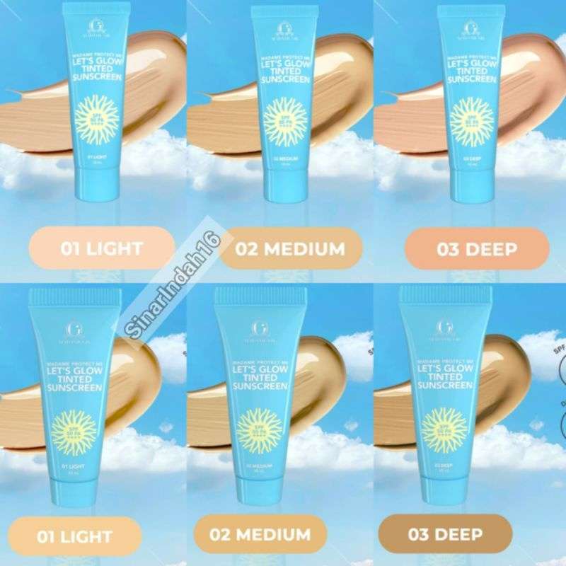 Jual Madame Gie Protect Me Let's Glow Tinted Sunscreen SPF 50 PA ++++ 3 ...
