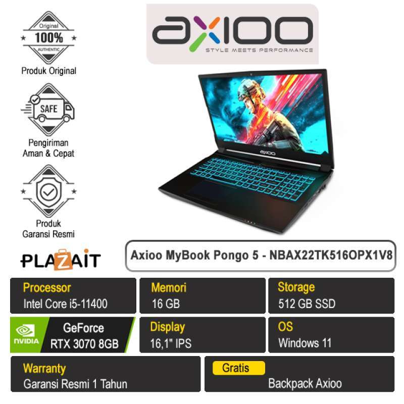 Jual Axioo MyBook Pongo 5 – NBAX22TK516OPX1V8 /Intel Core i5-11400/16GB ...
