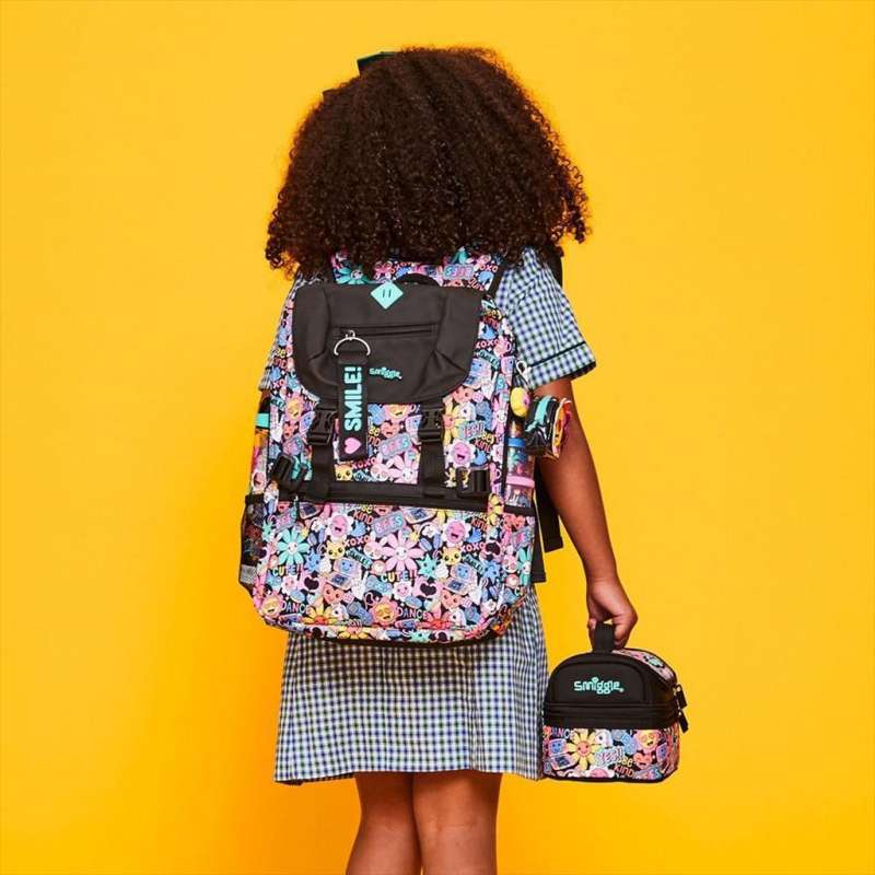 Jual SMIGGLE Backpack 445103 Foldover Bright Black Mix Bag Tas Anak di ...