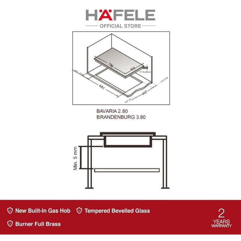 Jual Hafele Built In Gas Hob Brandenburg Series - Kompor Gas Tanam Di ...