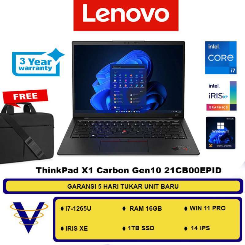 Jual Lenovo Thinkpad X1 Carbon Gen10 I7 1265u 16gb 1tbssd Iris Xe