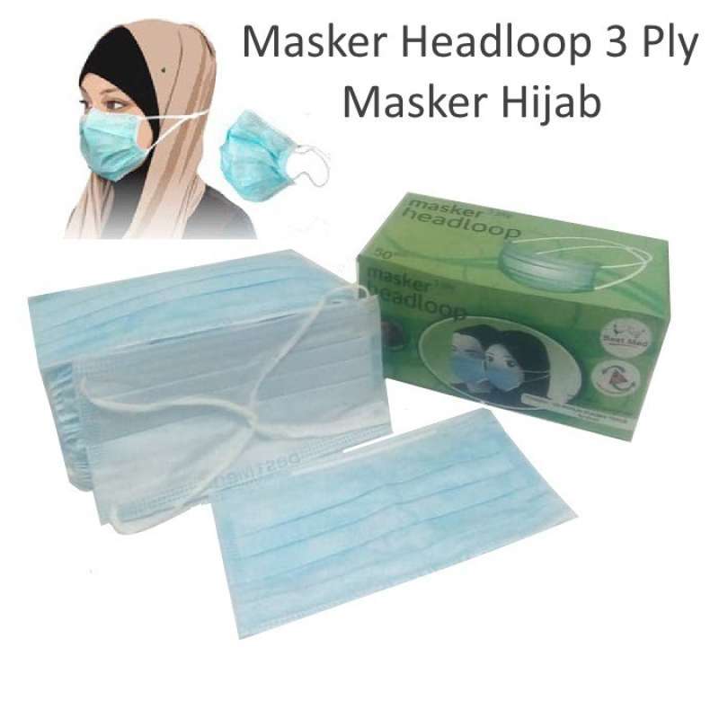 Jual Masker Hijab 3 Ply / Masker Headloop Medis isi 50pcs di Seller ...