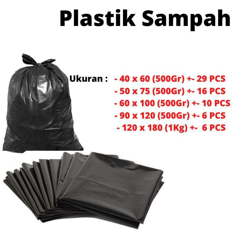 Jual Plastik Sampah | Kantong Sampah Hitam Uk. 40 X 60 | 50 X 75 | 60 X 100 | 90 X 120 | 120 X ...