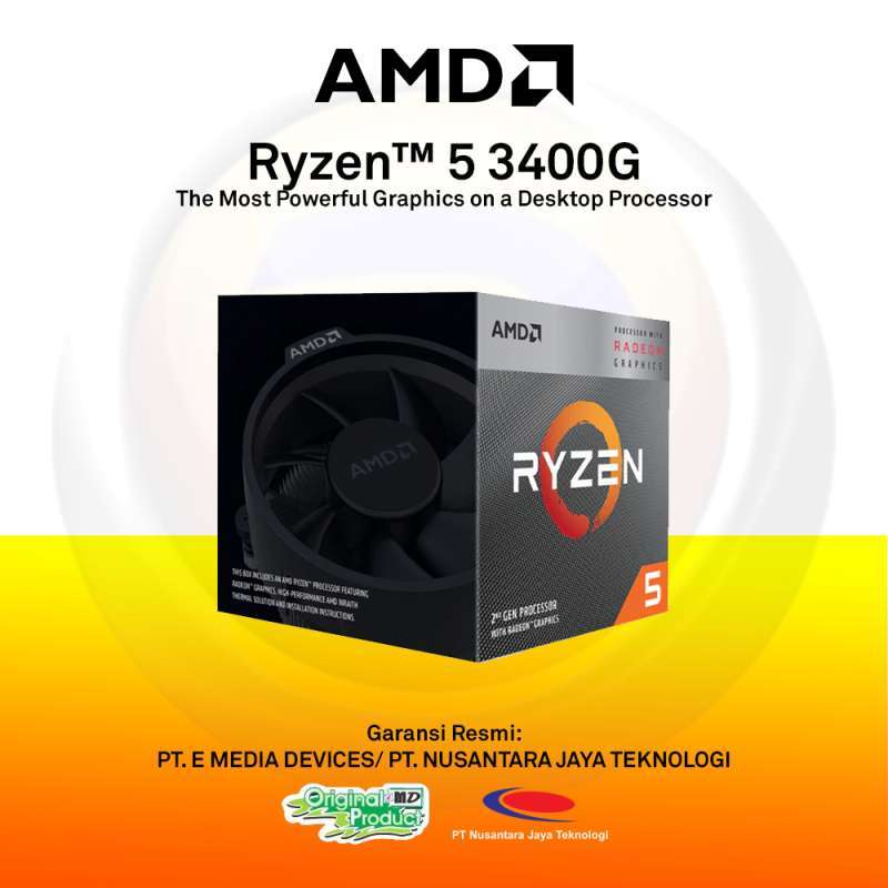 Jual AMD Ryzen 5 3400G with Radeon Vega 11 Graphics (4C/8T CPU, 11C GPU ...