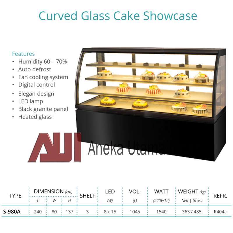 Jual Gea S-980a Curved Glass Cake Showcase / Showcase Kue Cembung Di ...