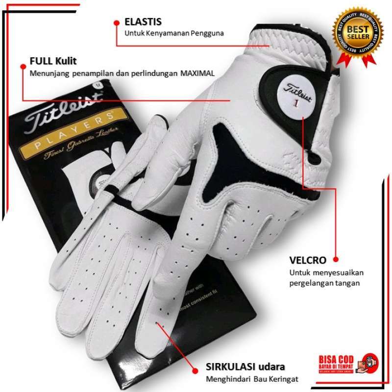 Jual Sarung Tangan Golf Pria Logo Titles Putih Bahan Kulit Leather Glove Di Seller Assa Rajut ...