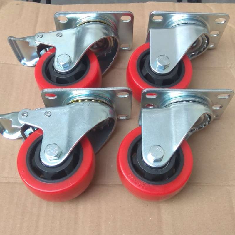 Jual Roda Trolley / Troli bahan PU / Polyurethane ukuran 3 inch / 3 ...