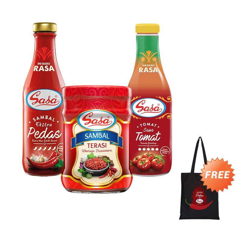 Jual SASA Ekstra Pedas Saus Sambal [340 mL] + Tomat [340 mL] + Terasi ...