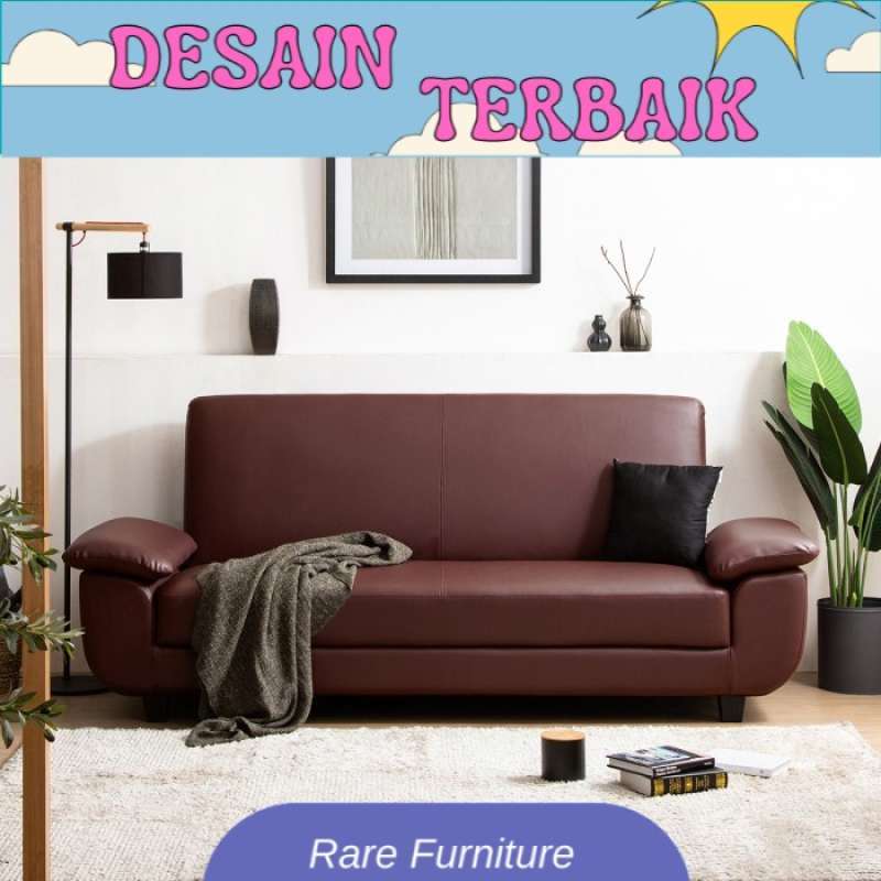 Jual Sofa Tidur Minimalis Kulit Sofabed Lipat Hato Maroon Rare di ...