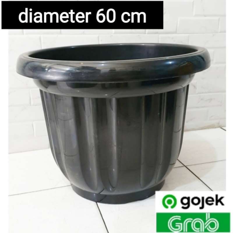 Promo pot tanaman pot bunga 60cm glossy hitam tebal kokoh kuat Diskon 8 ...