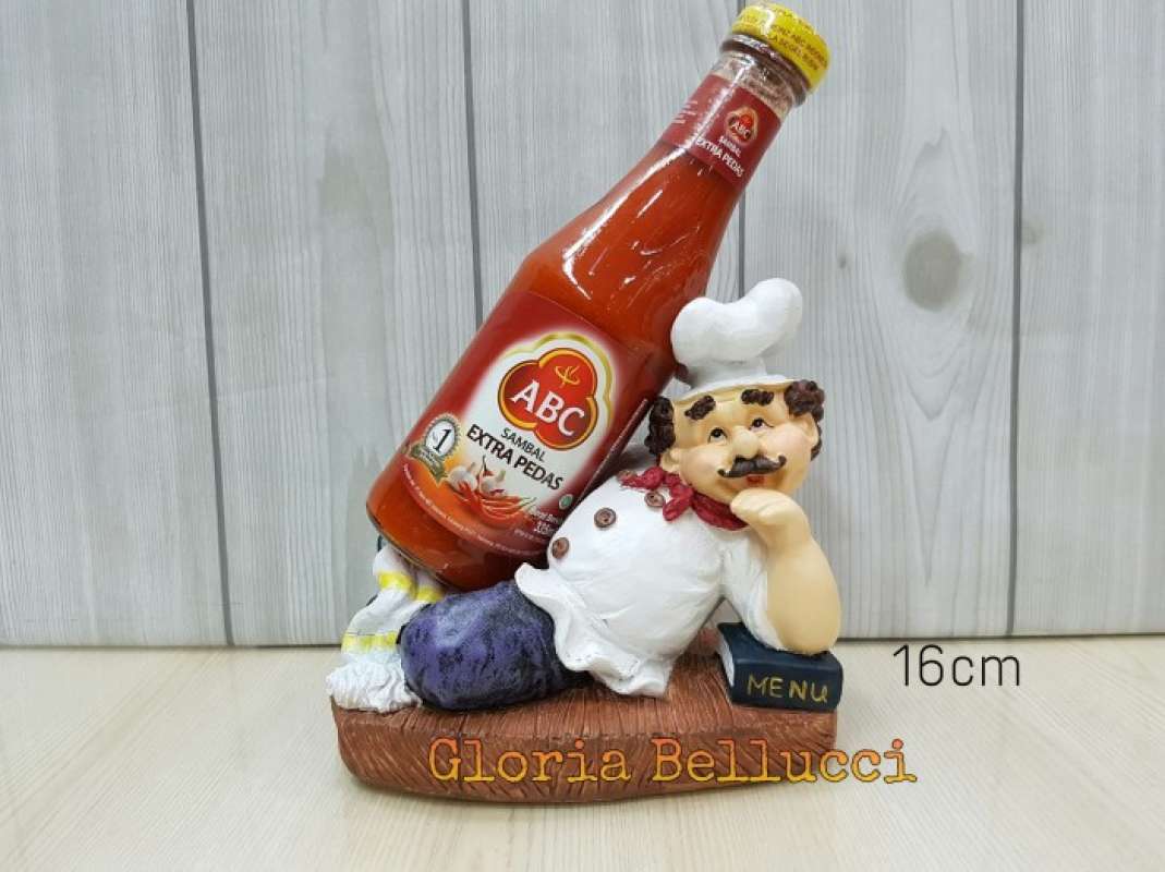 Jual PATUNG PAJANGAN KOKI CHEF TEMPAT BOTOL SAOS KECAP ABC di Seller ...