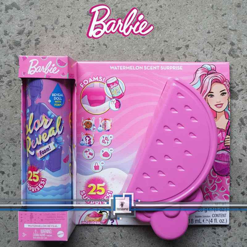 Jual Barbie COLOR REVEAL FOAM Doll and Pet 25 Surprises WATERMELON ...