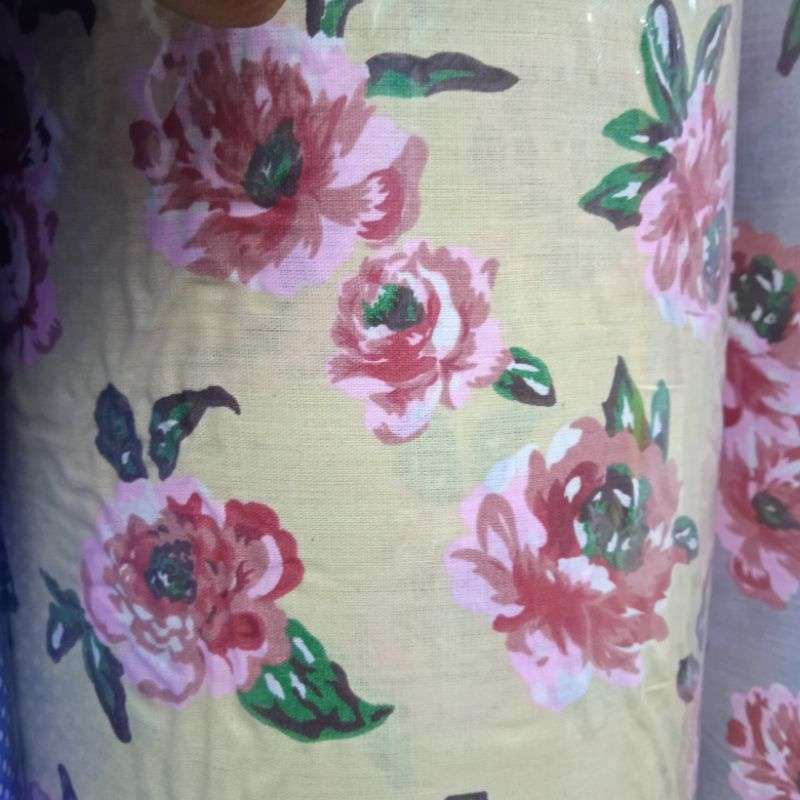 Promo [HARGA 1 METER] kain katun lokal motif bunga/kembang bahan 100% ...