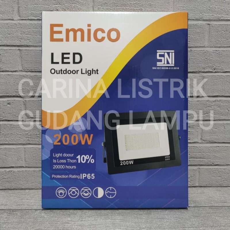 Jual Emico Lampu sorot led 200w led flood light 200 watt CAHAYA PUTIH 6500K - PUTIH 6500K CDL di ...