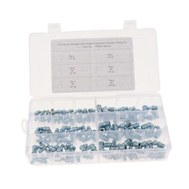 Jual 110 Lot Hydraulic Grease Zerk Zirk Fitting Assortment Straight 90 ...