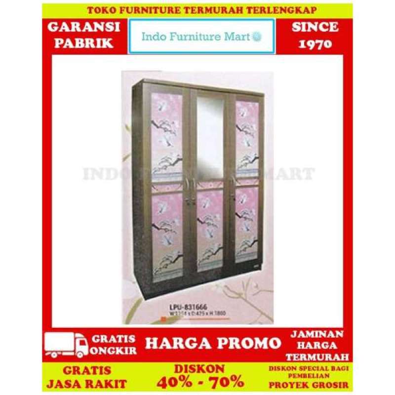 Jual Lemari Pakaian Baju 3 Pintu Olympic Sindio Raja Ungu Lpu 831666 di ...