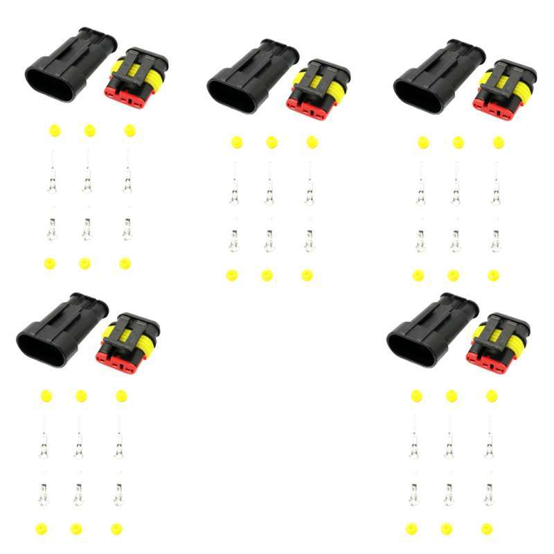 Jual High Quality 5 Kit Waterproof Electrical Wire Cable 3 Pin Way ...