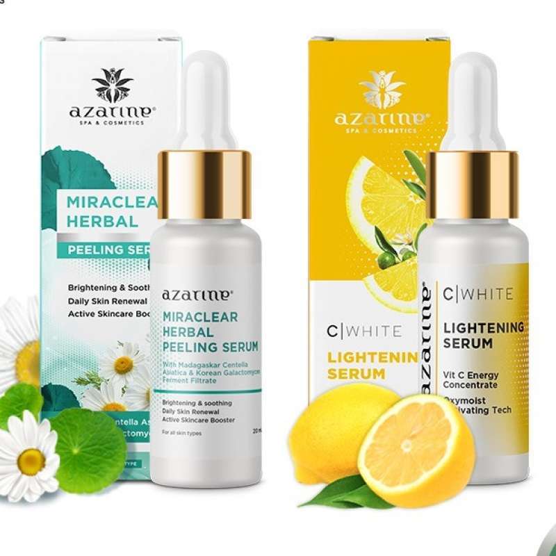 Promo Azarine Duo Brightening Combo Serum C White Lightening Serum 20ml Miraclear Herbal Peeling ...