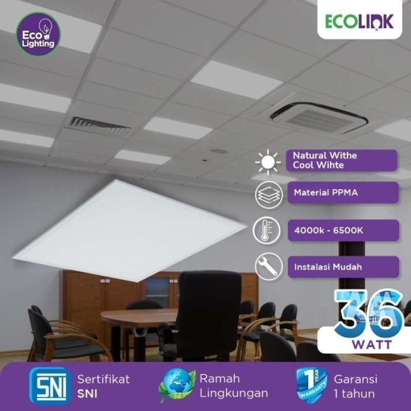 Promo ECOLINK LAMPU LED PANEL KOTAK RUMAH SAKIT KANTOR BENGKEL 36w ...