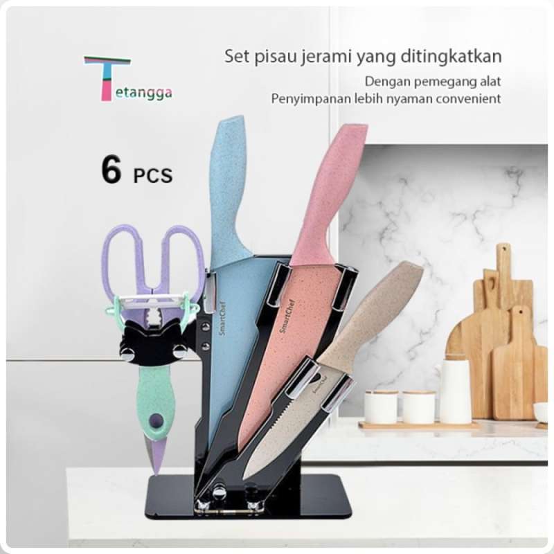 Jual Knife Set Kitchen Knife Stainless 6 Pcs Premium Pisau Warna Set ...