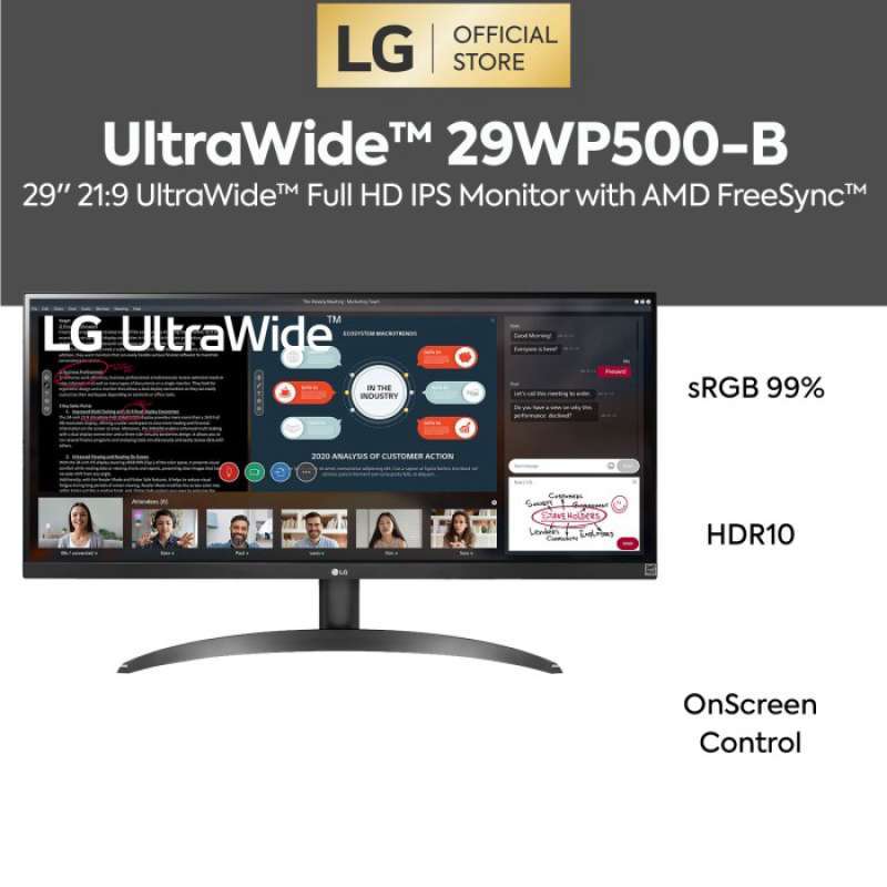 Promo LG UltraWide™ 29WP500-B 29'' Full HD IPS Monitor with AMD ...