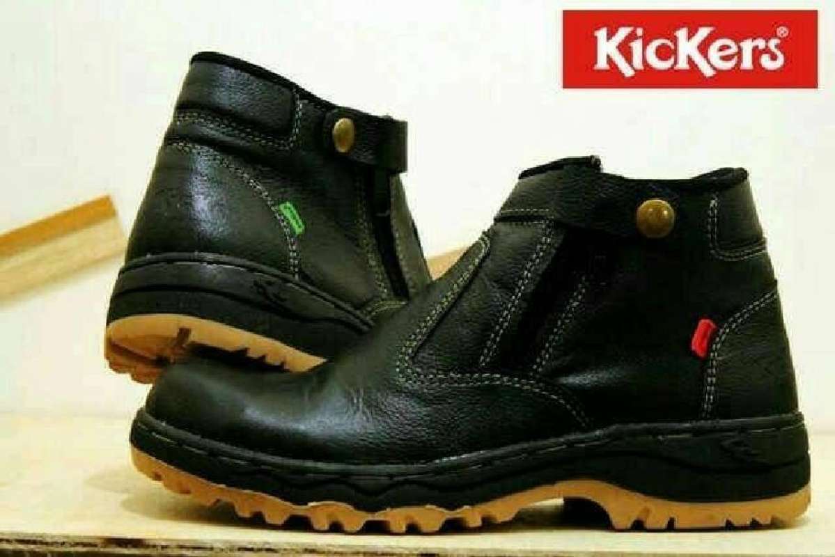 Jual Sepatu safety boot kickers resleting kulit asli ujung besi 3 warna ...