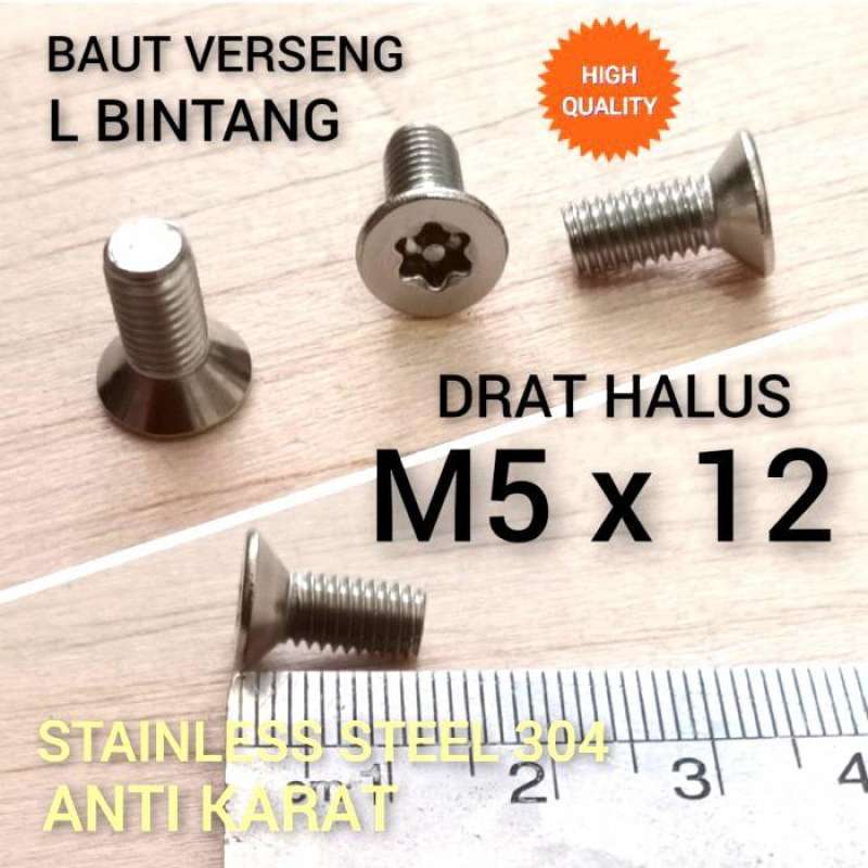 Jual Baut Verseng L Bintang M5 X 12 Mm Ss 304 Anti Karat Drat 5mm Baut Flat Di Seller Cakra ...