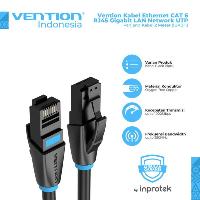Jual Vention Kabel Ethernet CAT 6 RJ45 Gigabit LAN Network UTP - IBK 2 Meter di Seller Vention ...