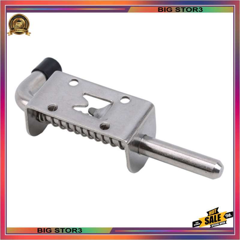 Promo Silver Stainless Steel Spring Latch Heavy Duty Barrel Bolt Lock ...