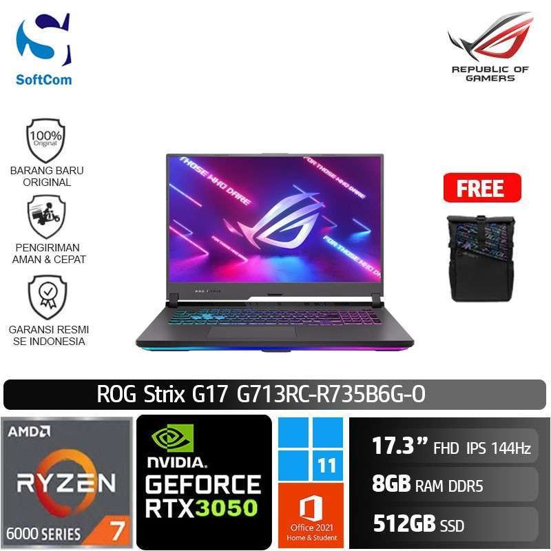 Promo Asus Rog Strix G17 G713rc R735b6g Laptop Gaming [amd Ryzen 7 ...