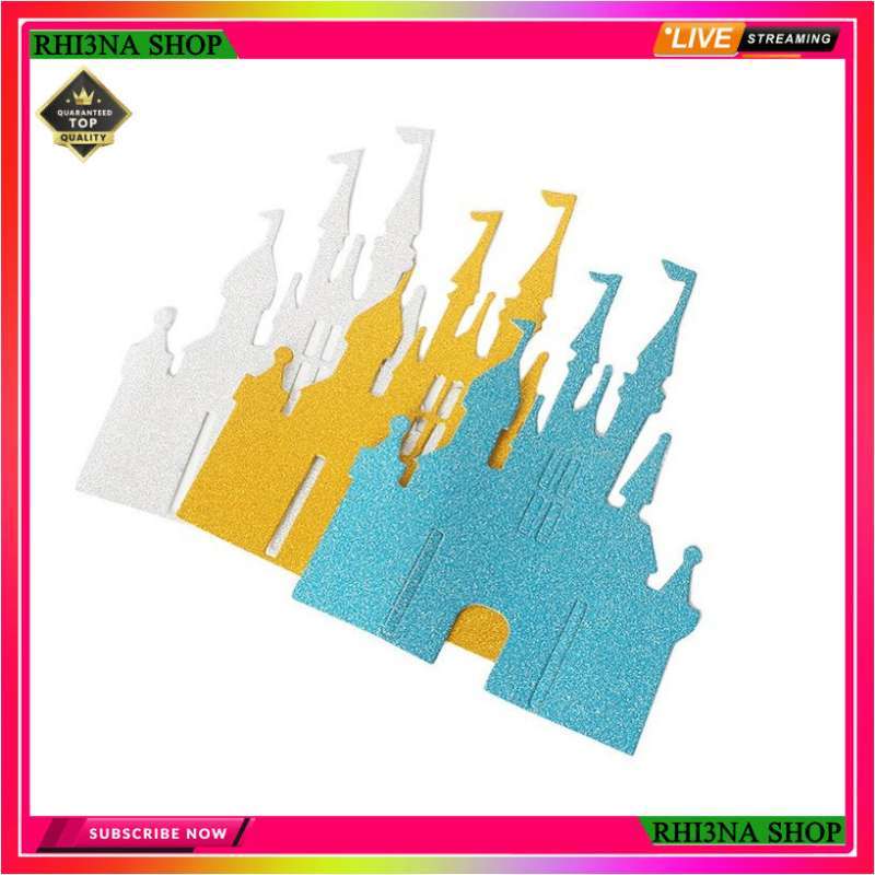 Promo Topper Kue Desain Frozen Castle Happy Birthday Dgn Hiasan Glitter ...