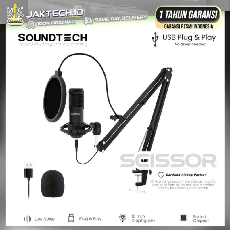 Promo Soundtech Usb Microphone Condenser Stand Scissor St800 Mic Boom ...