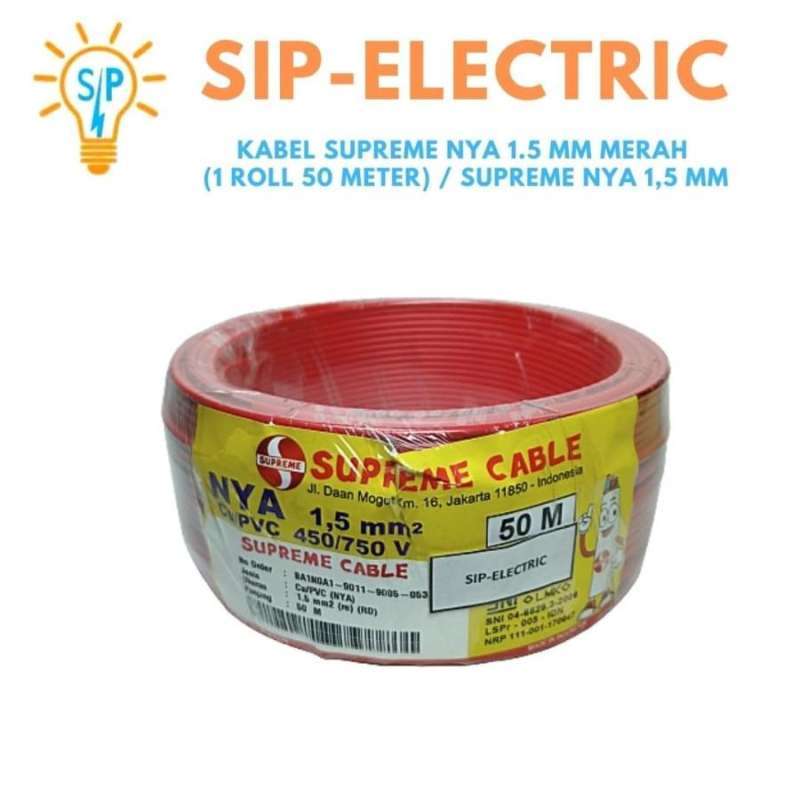 Jual Kabel Supreme Nya 1.5 Mm Merah (1 Roll 50 Meter) / Supreme Nya 1,5 Mm Di Seller Sip ...